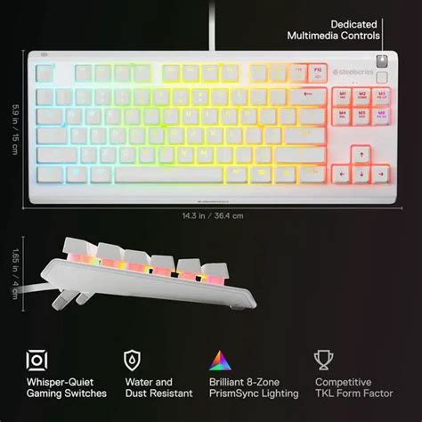 Steelseries Apex 3 Tkl Rgb Gaming Keyboard — Tenkeyless Compact Form Factor — 8 Zone Rgb