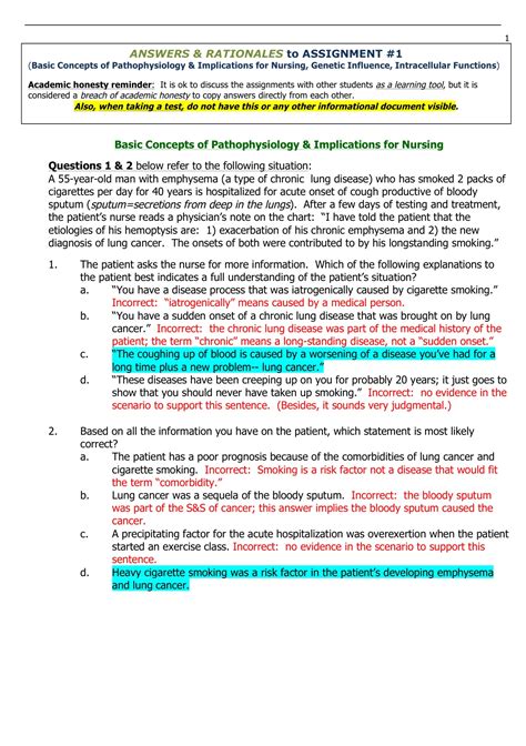 Solved Basic Concepts Of Pathophysiology And Implications For Nursing
