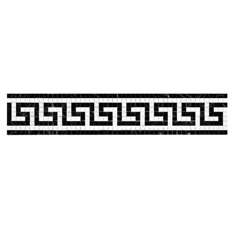 Thassos White Marble 3 12x7 38 Polished Border W Black Greek Key
