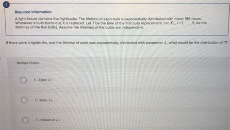 Solved Required Information A Light Fixture Contains Five