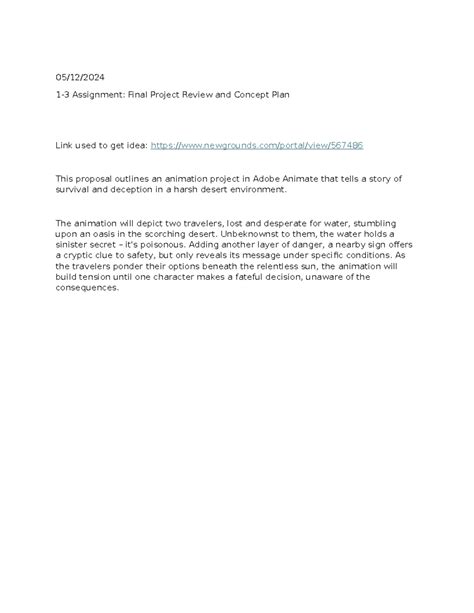 Final Project Review And Concept Plan The Animation Will Depict Two Travelers Lost And