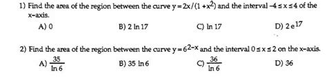 solved 1 find the area of the region between the curve