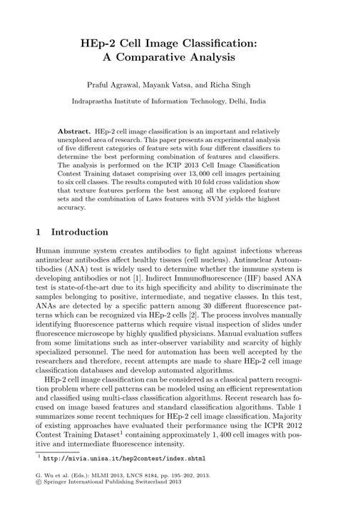 Pdf Hep Cell Image Classification A Comparative Analysis
