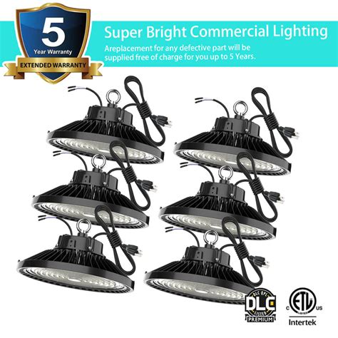 6 Pack 150w Ufo Led High Bay Light 5000k 1 10v Dimmable Commercial