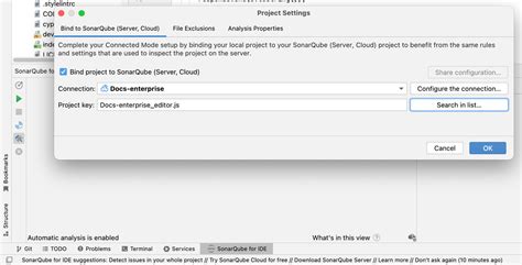 connected mode setup sonarqube for ide documentation intellij