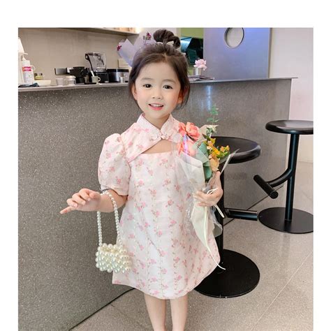 [sg Ready Stock] Cs120 Girls Traditional Cny Cheongsam Qipao Dress Embroidery Pink Rosettes