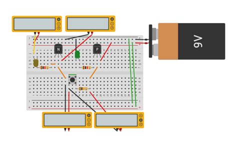 Circuit Design Acionando Transistor Com Outro Transistor Dedo Botão Tinkercad