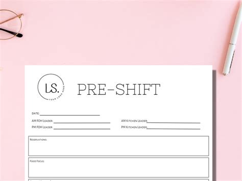 Pre Shift For Restaurants Editable Pre Shift Template Restaurant