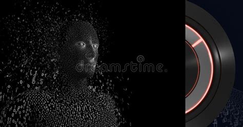 Composition Of Exploding Human Bust With Binary Coding Over Scopes