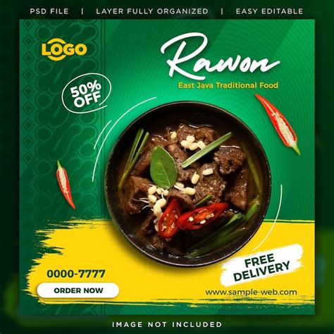 Premium PSD Indonesian Famous Cuisine Social Media Post Template
