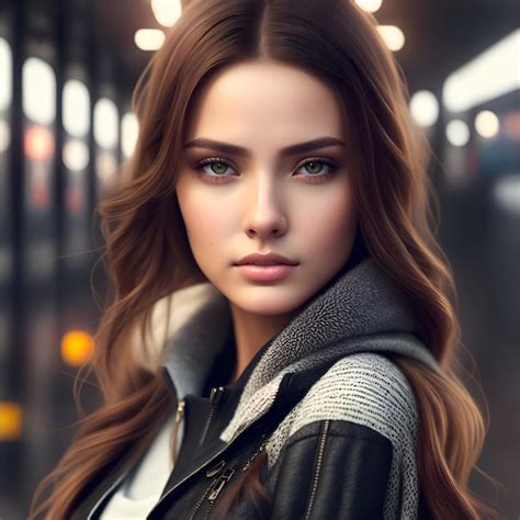 Premium Ai Image A Woman With Long Hair And A Black Jacket
