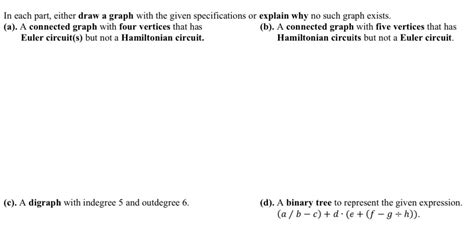 Solved In Each Part Either Draw A Graph With The Given