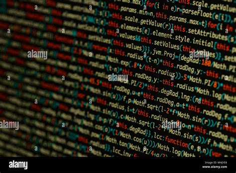 Real Java Script Code Developing Screen Programing Workflow Abstract Algorithm Concept Closeup