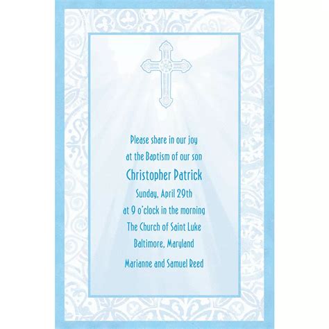 Custom Blue Radiant Cross Religious Invitations Party City