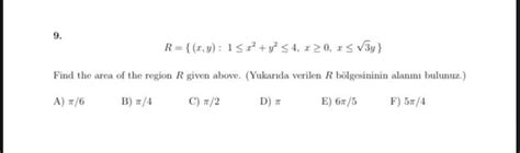 9 R Xy1≤x2y2≤4x≥0x≤3y Find The Area Of The