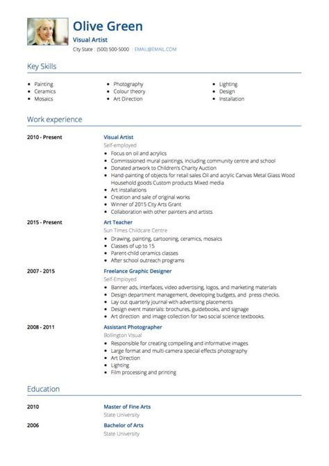 Artist CV Example Artist Cv Cv Examples Artist Resume