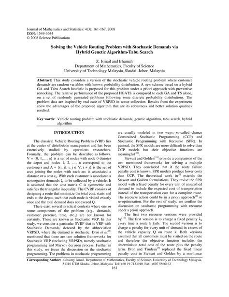 Pdf Solving The Vehicle Routing Problem With Stochastic Demands Via