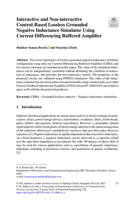 Pdf Interactive And Non Interactive Control Based Lossless Grounded Negative Inductor