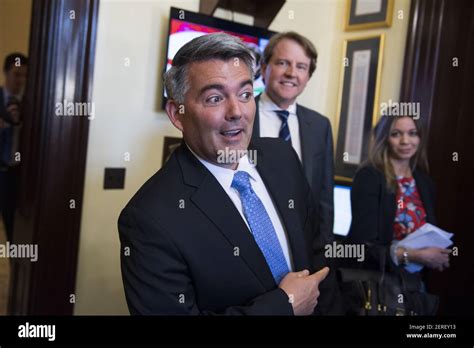 United States July 26 Sen Cory Gardner R Colo Left Talks With