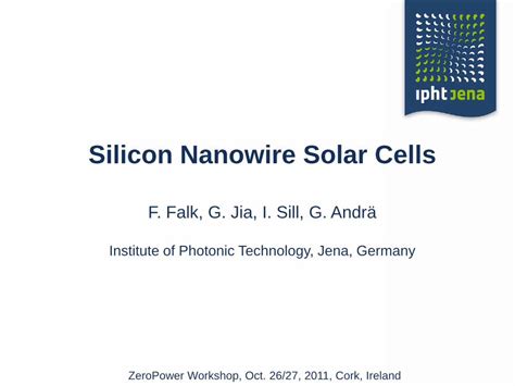 Pdf Silicon Nanowire Solar Cells Zero Power Sinw Solar Cells