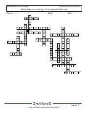 Crossword Puzzle Integ Pdf Integumentary System Student Activity