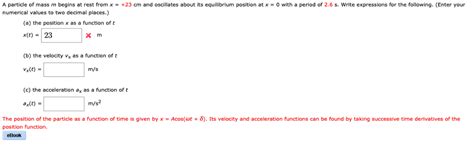 solved a particle of mass m begins at rest from x 23 cm