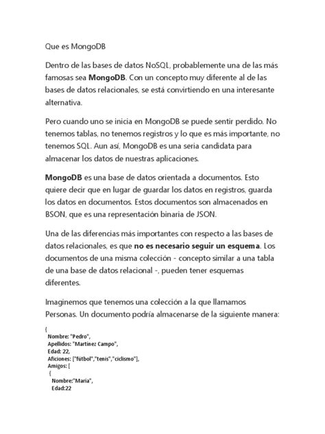 Que Es Mongodb Pdf Mongo Db Lenguaje De Programación