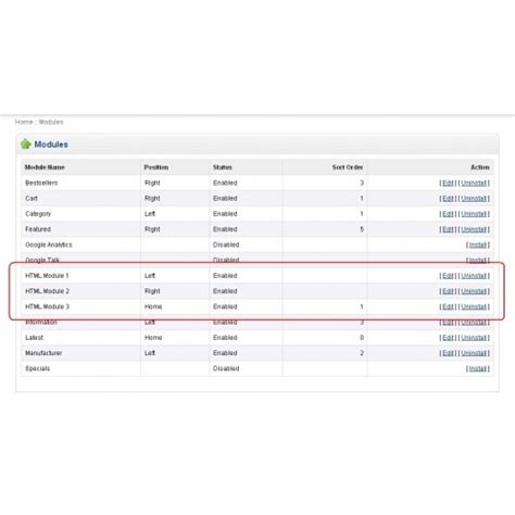 Opencart Html Module Tripack