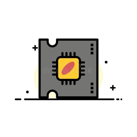 Cpu Microchip Processor Processor Chip Business Flat Line Filled Icon Vector Banner Template