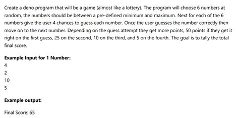 Solved Create A Deno Program That Will Be A Game Almost