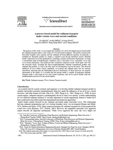 Aprocessbasedmodelforsedimenttrans Pdf Turbulence Fluid