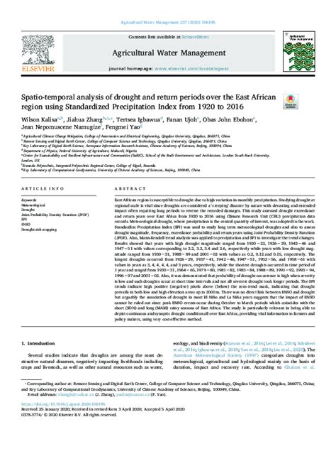 pdf spatio temporal analysis of drought and return periods over the