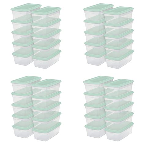 Sterilite Plastic 6 Qt Storage Box Classic Mint Set Of 40