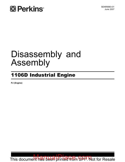 Perkins Disassembly And Assembly 1106d Industrial Engine Service