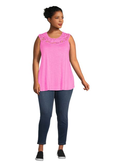 Terra And Sky Womens Plus Size Macramé Swing Top Sizes 0x 5x