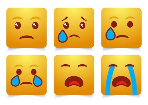Emoji 얼굴 감정 Emoji의 벡터 만화 Emoji의 소셜 미디어에 대한 설정된 이모티콘 반응 프리미엄 벡터