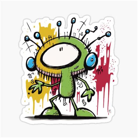 Graffiti Doodle Alien Monster Sticker For Sale By Degryps Redbubble