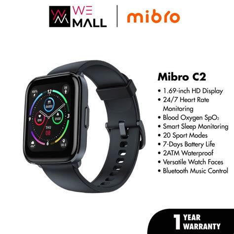 Xiaomi Mibro C2 Smartwatch 1 69inch Hd Screen Spo2 Measurement Waterproof Xpaw009 Lazada