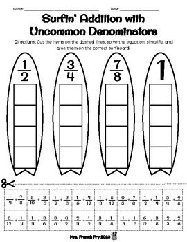 Adding Fractions With Uncommon Denominators By Mrs French Fry TPT