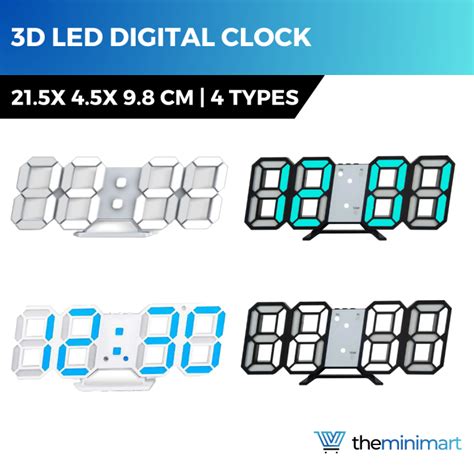 3d Led Digital Clock Wall Alarm Date Time Temperature Usb Powered