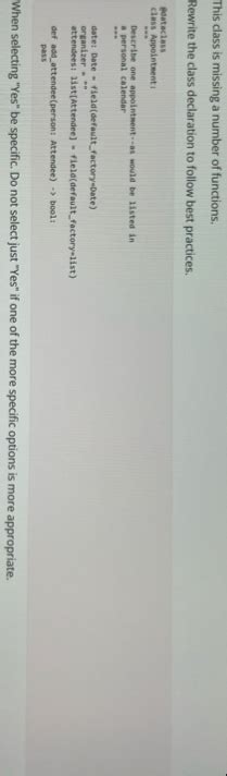 Solved This Class Is Missing A Number Of Functionsrewrite