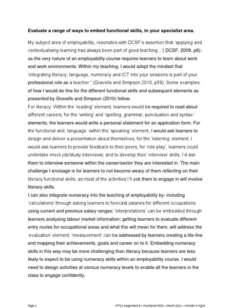 Ptlls Assignment Functional Skills Pdf Educational Technology