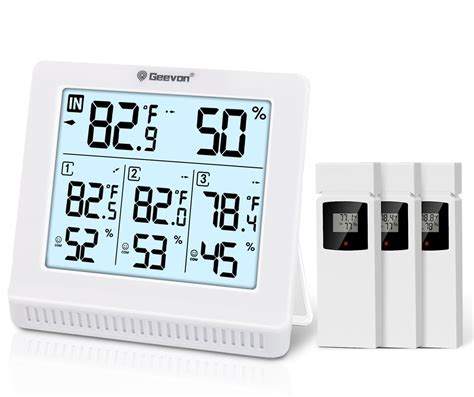 Geevon Indoor Outdoor Thermometer Wireless With 3 Remote Sensors