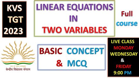Linear Equation In Two Variable Kvs Tgt Math 2023 Imp Other Tgt