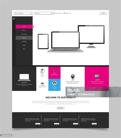 웹사이트 템플릿 디자인입니다 현대 평면 디자인 벡터 일러스트 레이 션 웹사이트 및 모바일 웹사이트 개발에 대 한 웹 페이지 디자인의 개념 쉽게 편집 하 고 사용자 지정