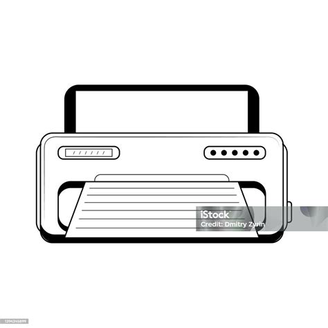 추상 블랙 심플 라인 프린터 컴퓨터 낙서 개요 요소 벡터 디자인 스타일 스케치 흰색 배경 일러스트레이션에 고립 0명에 대한 스톡 벡터 아트 및 기타 이미지 Istock
