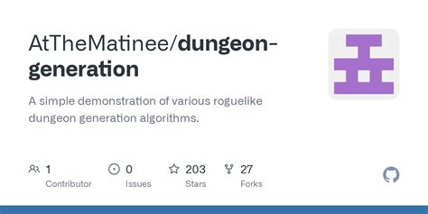 github atthematinee dungeon generation a simple demonstration of