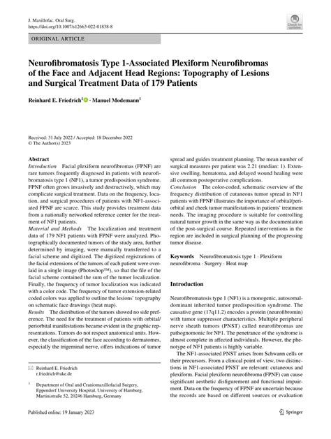 Pdf Neurofibromatosis Type 1 Associated Plexiform Neurofibromas Of The Face And Adjacent Head