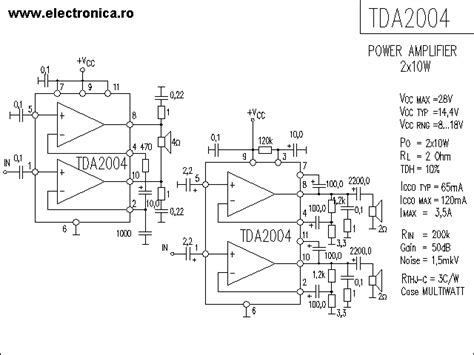 TDA Stereo Car Radio Amplifier Circuit Electronic Circuit Schematic Wiring Diagram