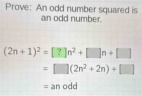 Prove An Odd Number Squared Is An Odd Number2n12 N2 N
